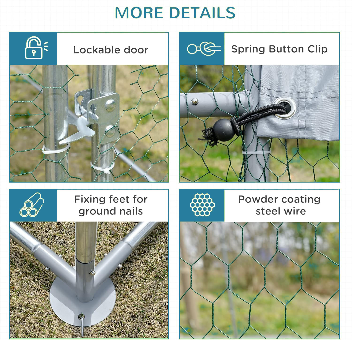 Walk in Chicken Run for Poultry and Rabbits -3m x 2m x 1.92m - Cocoon